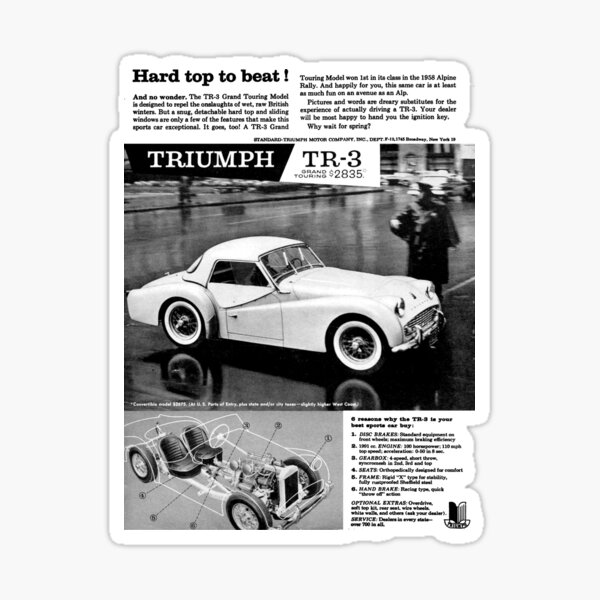 "TRIUMPH TR 3 - ADVERT" Sticker for Sale by ThrowbackM3 | Redbubble