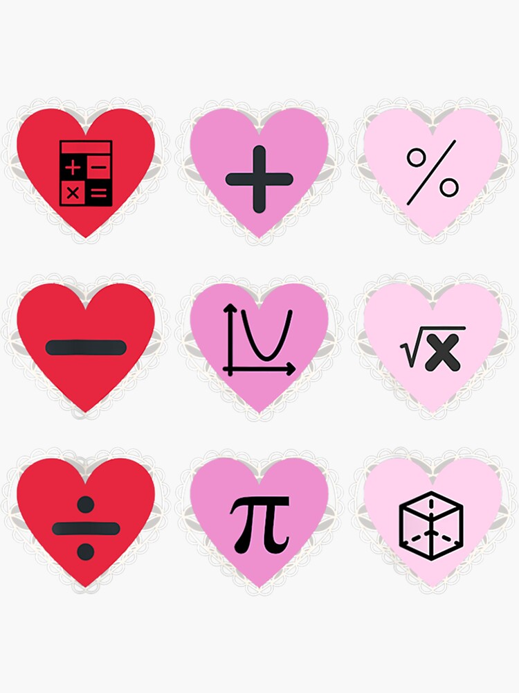 "Funny Valentine's Day Hearts Math Design" Sticker for Sale by ...