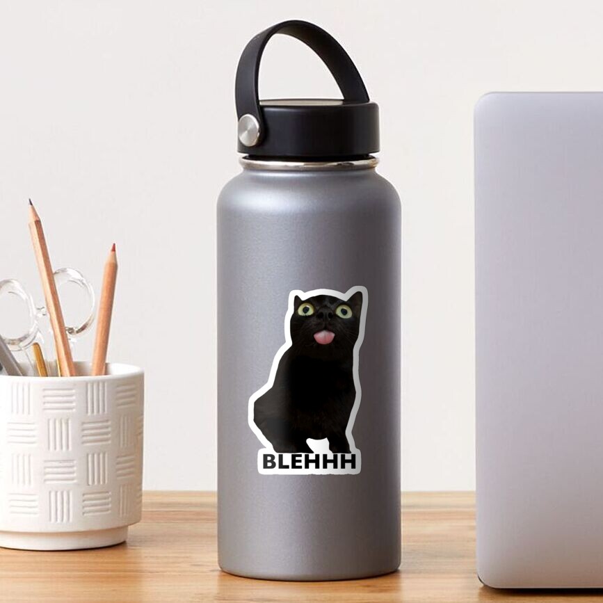 "BLEHHH black cat" Sticker for Sale by qtfonts | Redbubble