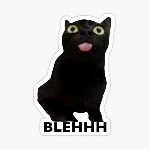 "BLEHHH black cat" Sticker for Sale by qtfonts | Redbubble