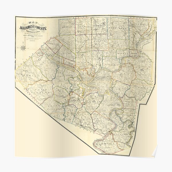 "Map of Allegheny County, Pennsylvania, 1883 by Alex Y. Lee" Poster for ...