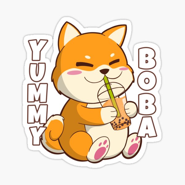 "Shiba Yummy Boba" Sticker for Sale by DynieKid | Redbubble