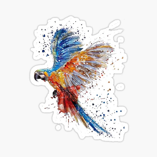 "Flying Macaw" Sticker for Sale by DavidHapper | Redbubble