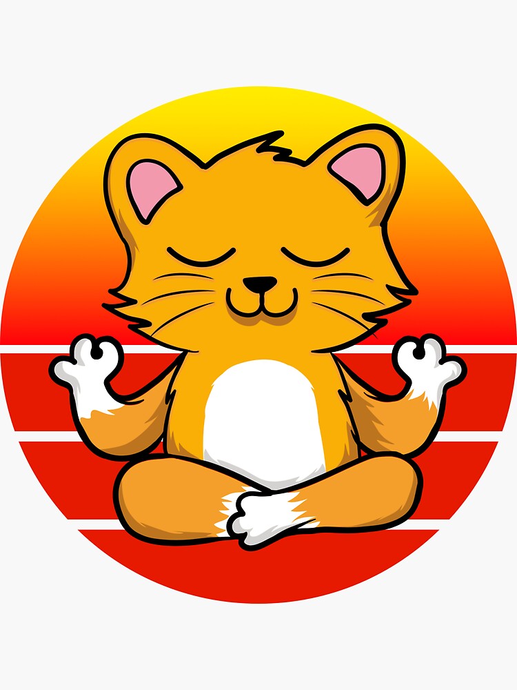 "Yoga Cat, Meditation Yoga For Children And Parents" Sticker for Sale ...