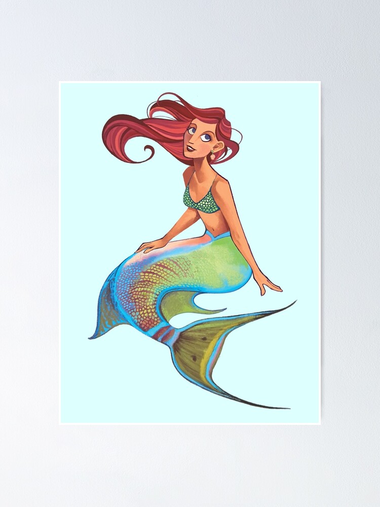 "Parrot Fish Mermaid" Poster for Sale by quinnscartoons | Redbubble
