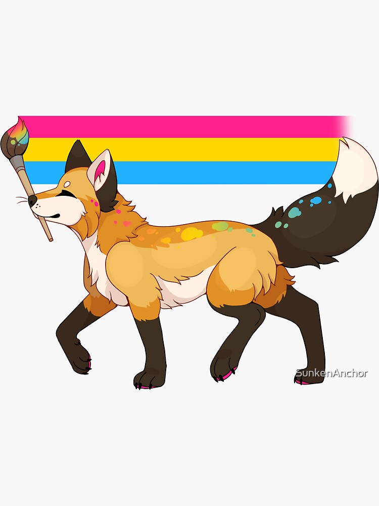 "Pansexual Pride Fox" Sticker for Sale by SunkenAnchor | Redbubble