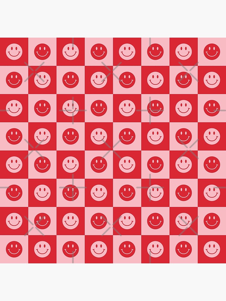 "Light Pink and Red Checkered Smiley Face Pattern" Poster for Sale by ...