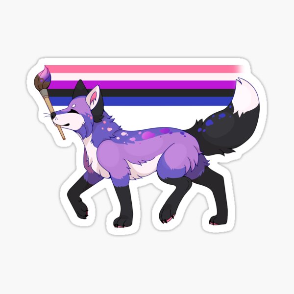 "Genderfluid Pride Fox" Sticker for Sale by SunkenAnchor | Redbubble
