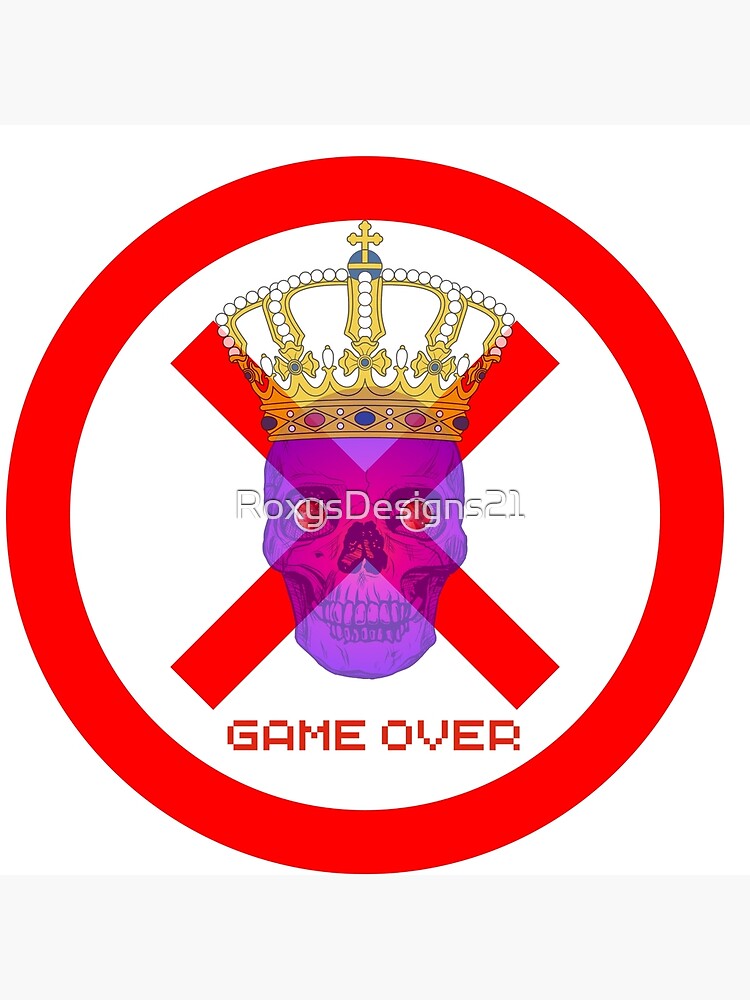 "Game Over, Purple Skull, Golden Crown, Red Cross with Red Circle ...