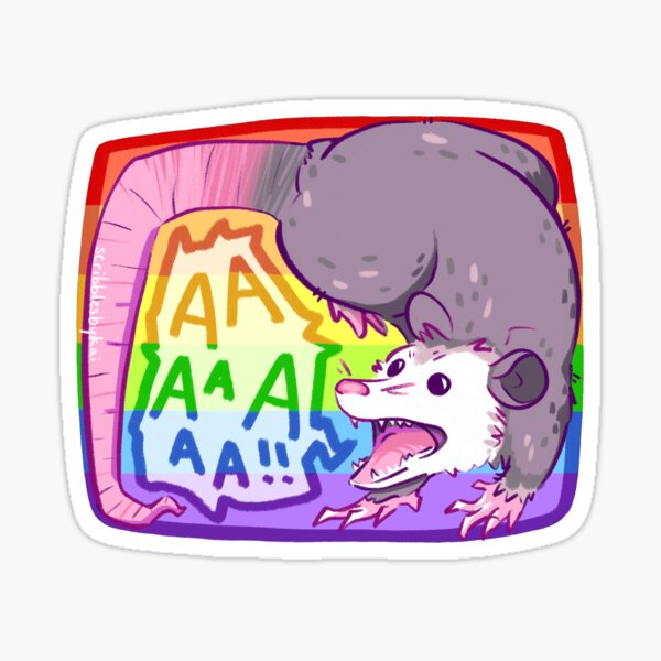"Screaming with Pride Possum (Rainbow)" Sticker by scribblesbykai ...