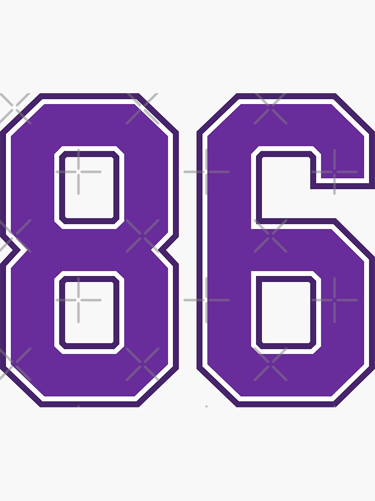 "Purple Number 86 lucky sports jersey eighty six" Sticker for Sale by ...