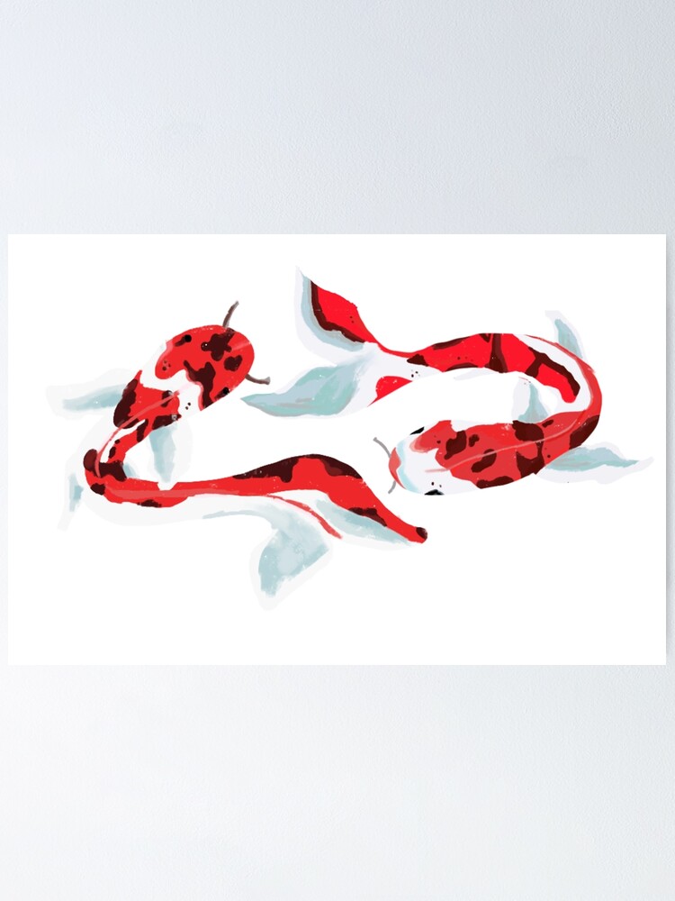 "Red and White Koi Fish Duo" Poster for Sale by BrekkerGallery | Redbubble