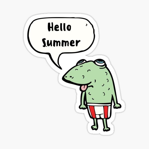 "Frog At The Beach | Hello Summer" Sticker for Sale by azy2shop | Redbubble