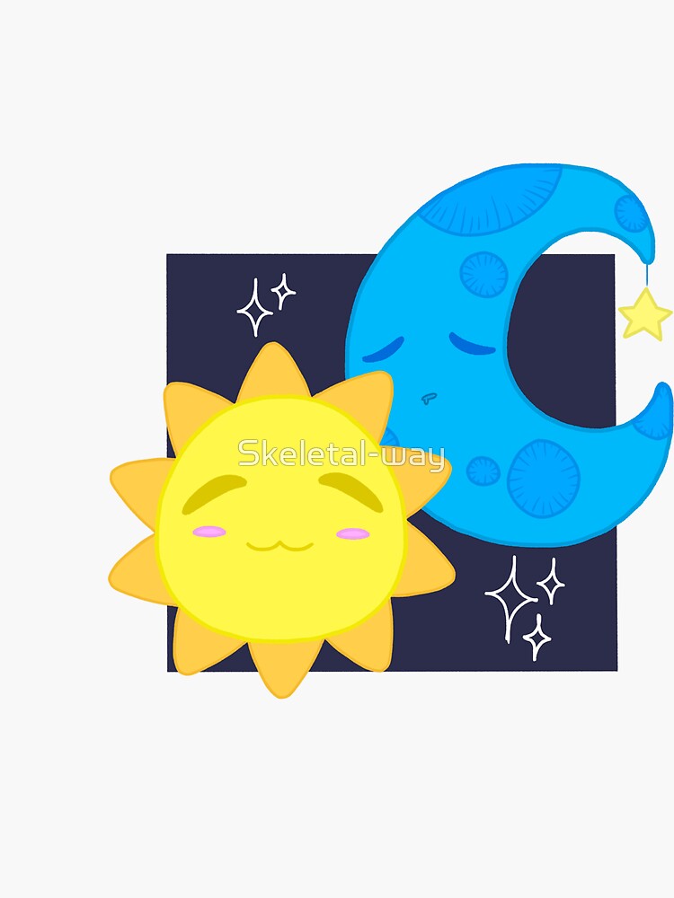 "Cute sun and moon" Sticker for Sale by Skeletal-way | Redbubble