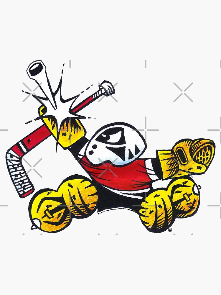 "Small Saves the Cartoon Hockey Goalie Blocker Save!" Sticker for Sale ...