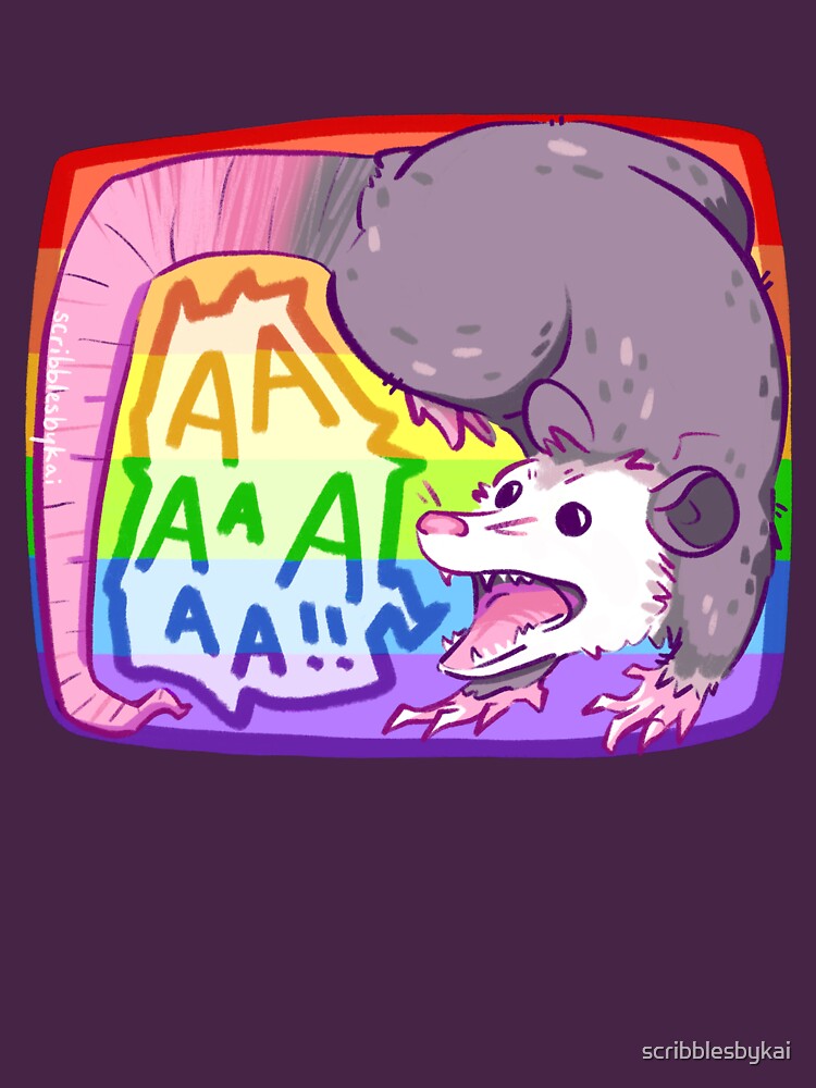 Essential T-Shirt for Sale mit "Screaming with Pride Opossum ...