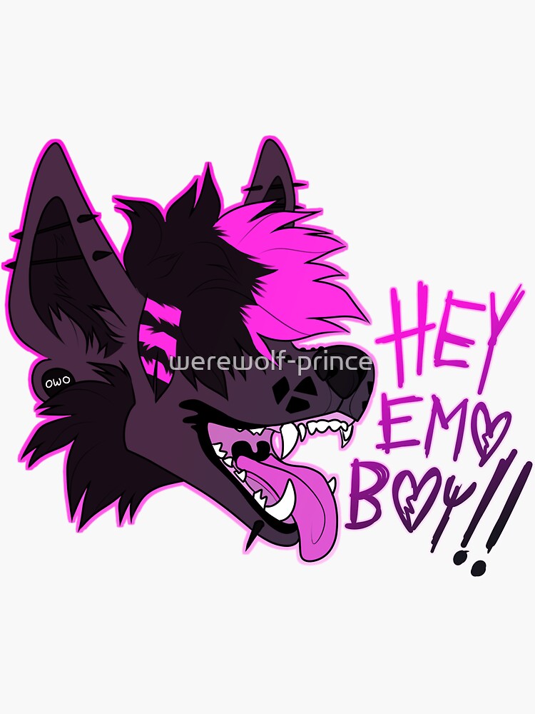 "Hey Emo Boy!!" Sticker for Sale by werewolf-prince | Redbubble