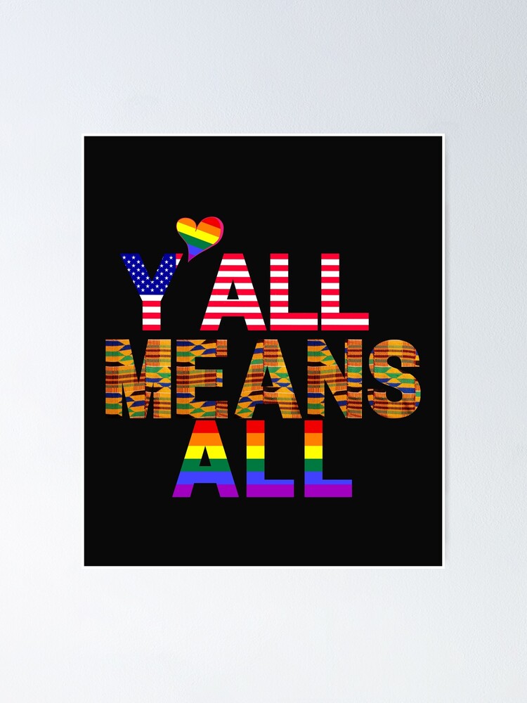 "Y'all Means All USA Africa And Pride Colors | Rainbow Heart ...