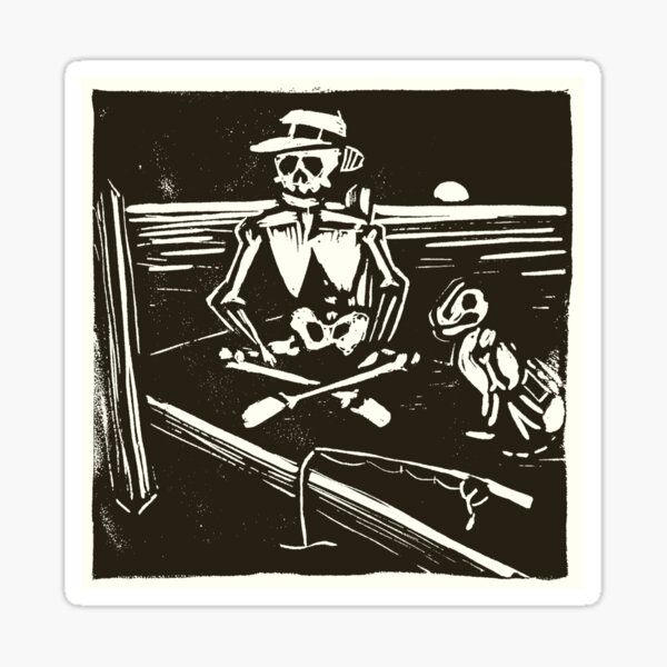 "Fisherman skeleton" Sticker for Sale by gummystingray | Redbubble