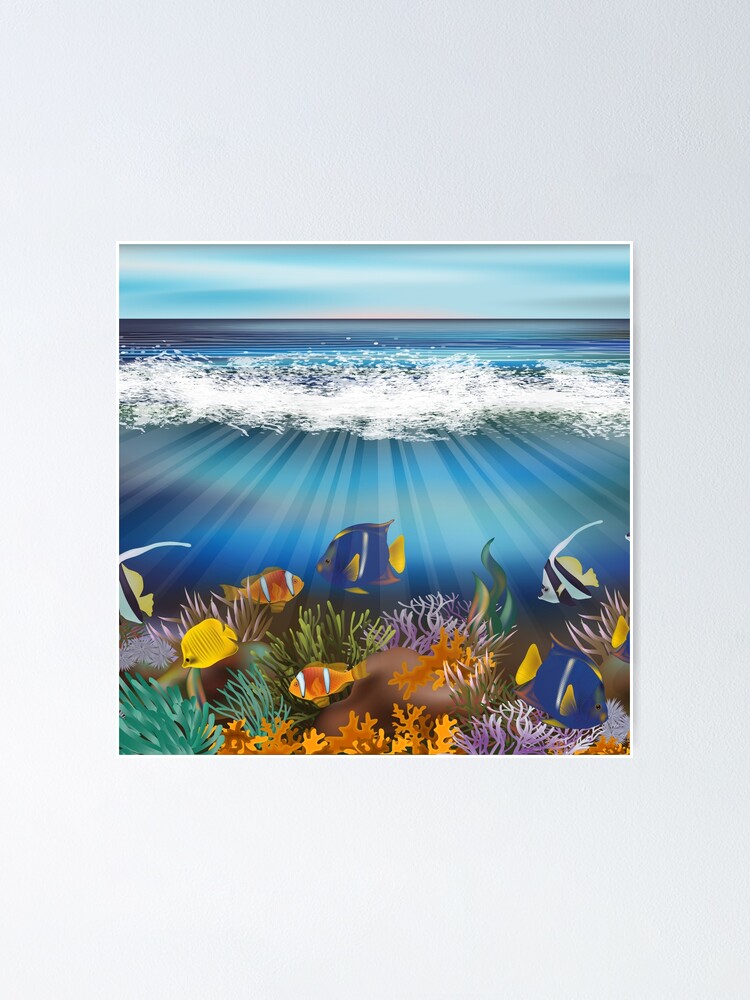 "Ocean waves with tropical fish" Poster for Sale by FGCART | Redbubble