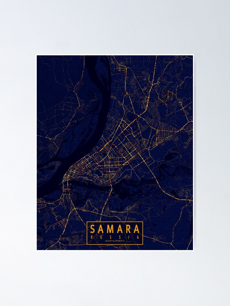 "Samara, Russia Map - City At Night" Poster by deMAP | Redbubble