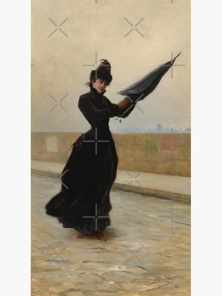 " A windy day woman with umbrella Edouard Bisson (French, 1856–1939 ...
