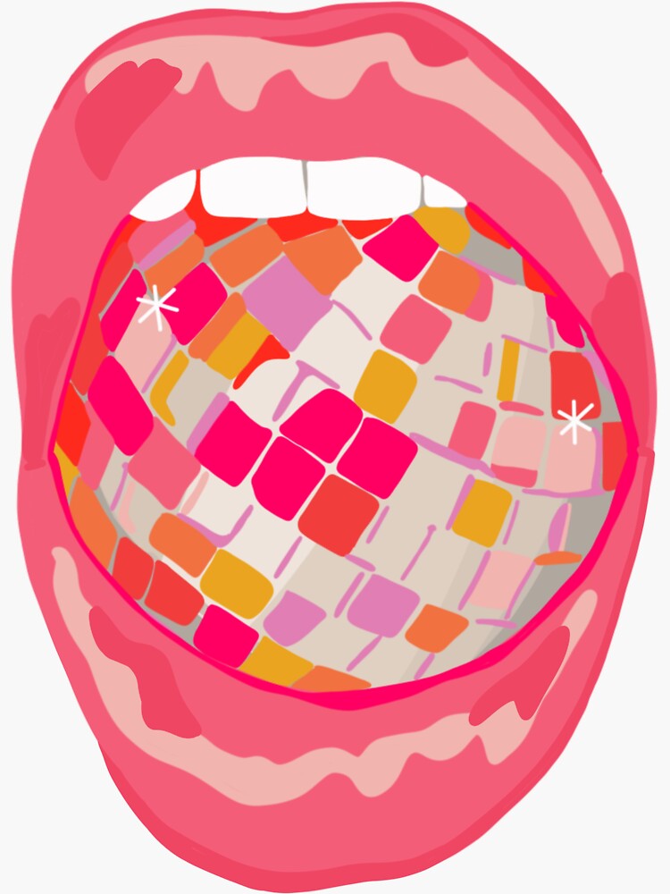 "preppy disco ball lips design!" Sticker for Sale by gro0vydesigns ...