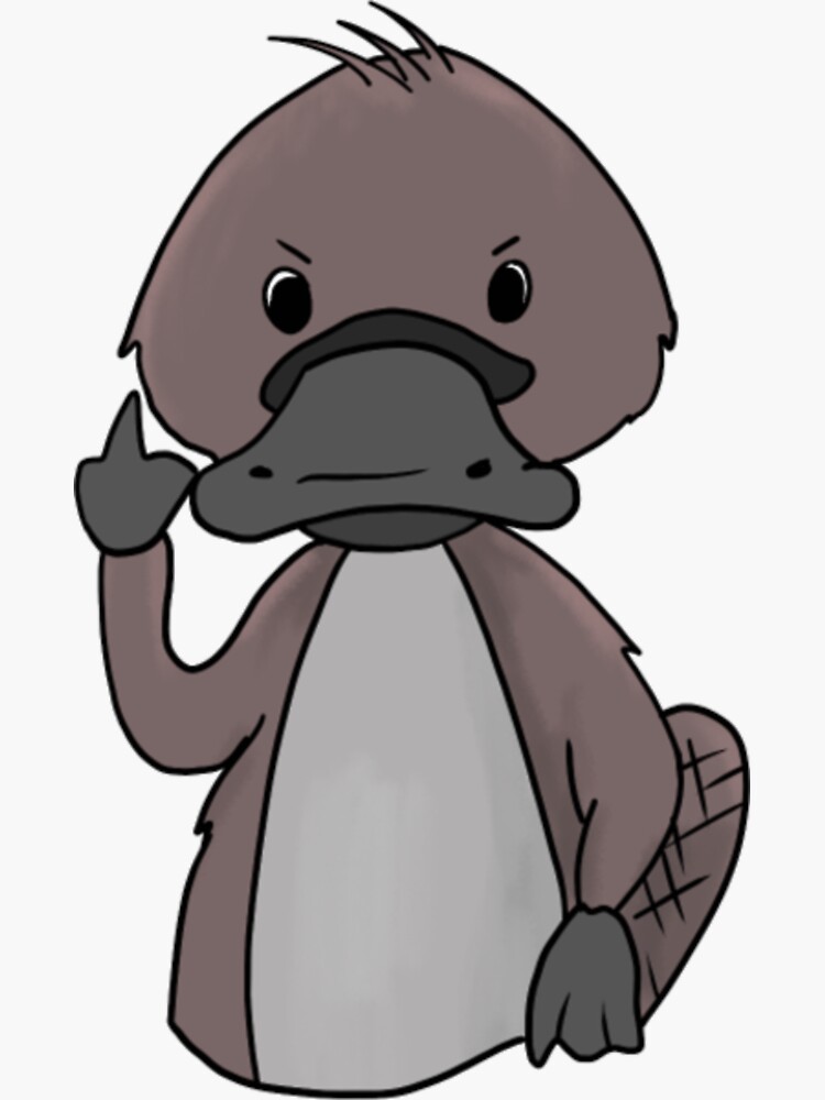 "Grumpy Platypus Holding Middle finger funny " Sticker for Sale by ...