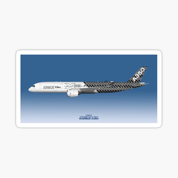 "Illustration of Airbus A350 F-WWCF" Sticker by SteveHClark | Redbubble