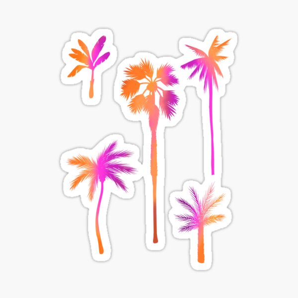 "Pink and Orange Watercolor Palm Trees" Sticker for Sale by Upbeat ...