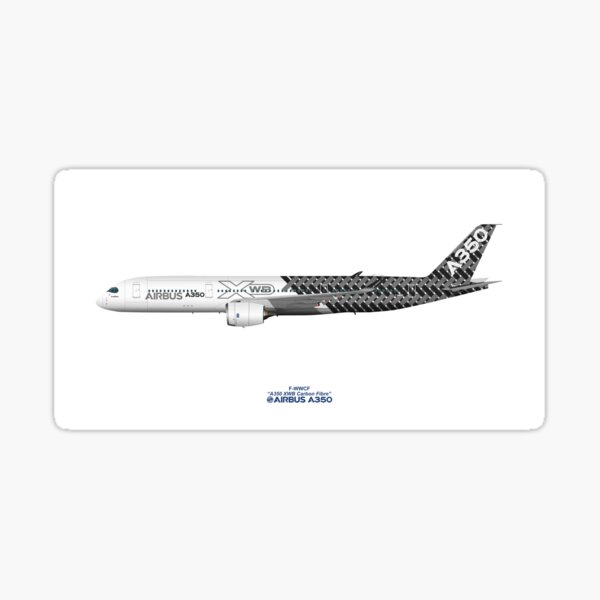 "Illustration of Airbus A350 F-WWCF" Sticker for Sale by SteveHClark ...