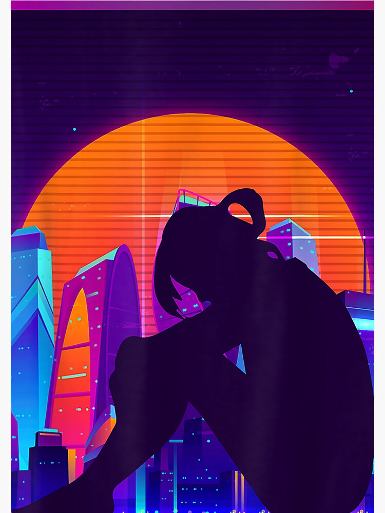 "Sad Anime Girl Japanese Synthwave Vaporwave Anime Otaku" Spiral ...
