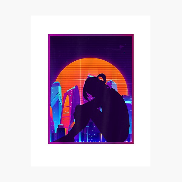 "Sad Anime Girl Japanese Synthwave Vaporwave Anime Otaku" Photographic ...