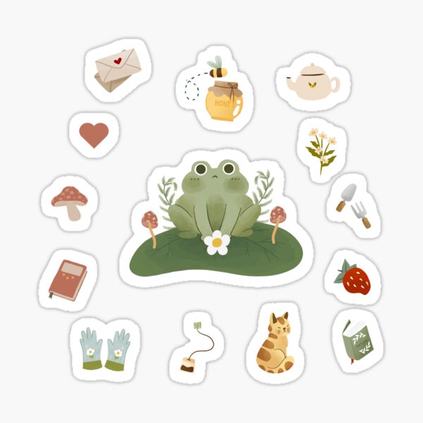 "Cottagecore, Cute Frog, Frog, Aesthetic " Sticker for Sale by ...
