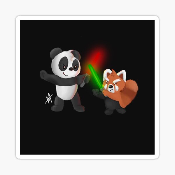 "Panda Wars - Panda Verse Red Panda Lightsaber battle" Sticker for Sale ...