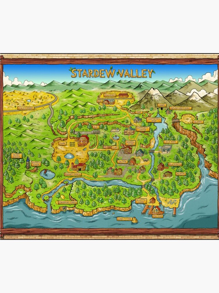 Pegatina «Póster del mapa de Stardew Valley» de salwayesenia | Redbubble