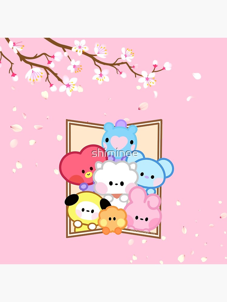 "BTS ARMY OT7 BT21 minini characters in Spring Day" Photographic Print ...