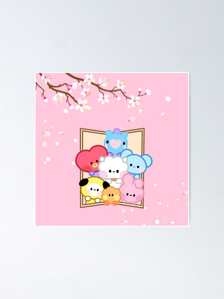 "BTS ARMY OT7 BT21 minini characters in Spring Day" Poster for Sale by ...