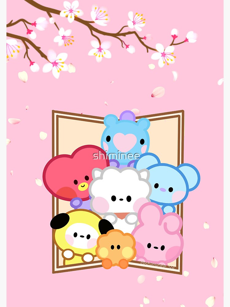 "BTS ARMY OT7 BT21 minini characters in Spring Day" Spiral Notebook for ...