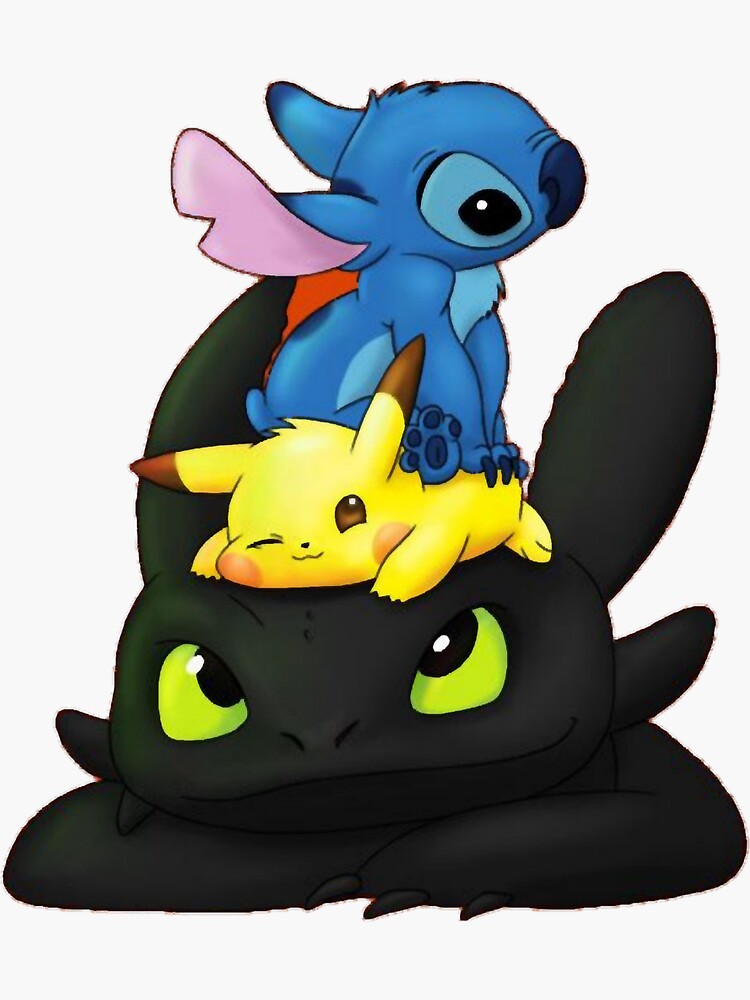 "Chibi Stitch Pi-ka & Toothless" Sticker for Sale by GREGORYCHEWNING ...
