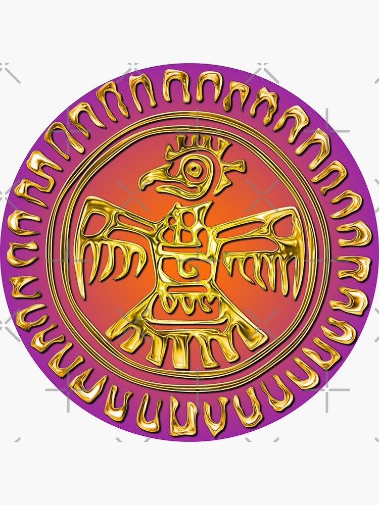 "Aztec Gold Eagle Sun" Sticker for Sale by kernowerno | Redbubble