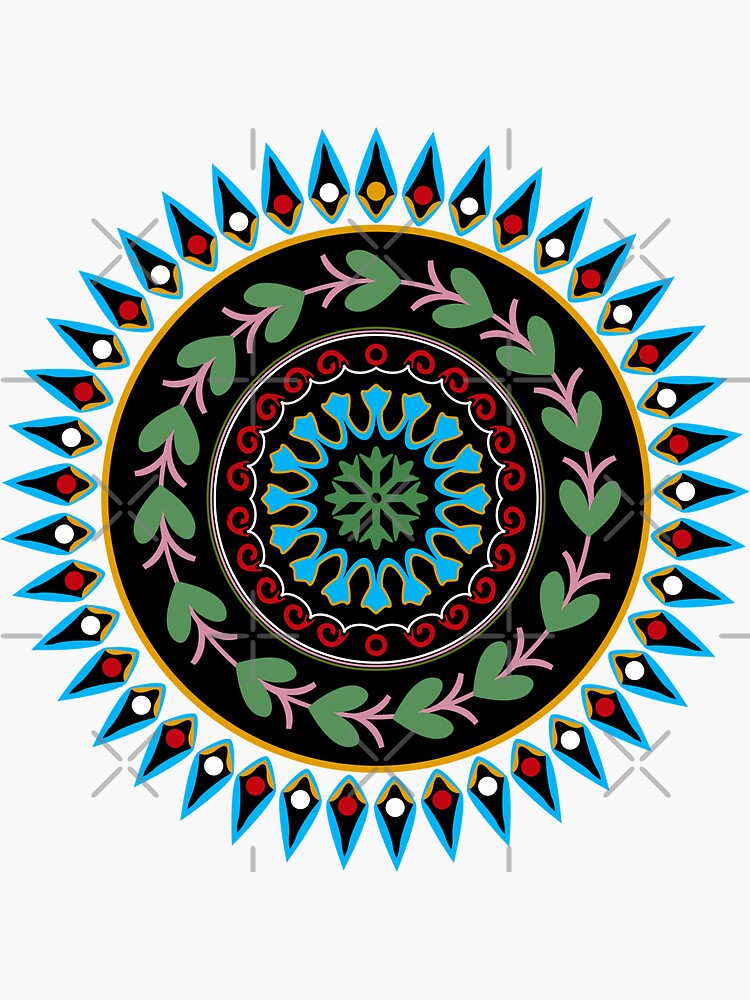 "Native American Ojibwe Floral Circle" Sticker for Sale by zuen | Redbubble