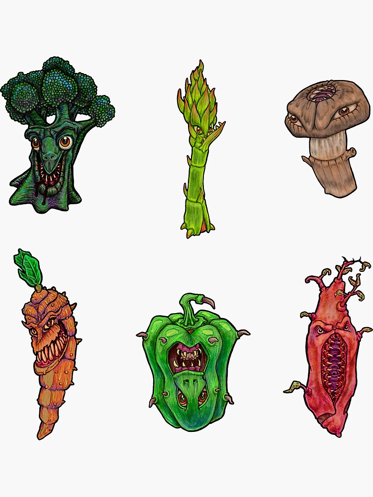 "Spooky Halloween Vegetable Creatures Sticker Pack" Sticker for Sale by ...