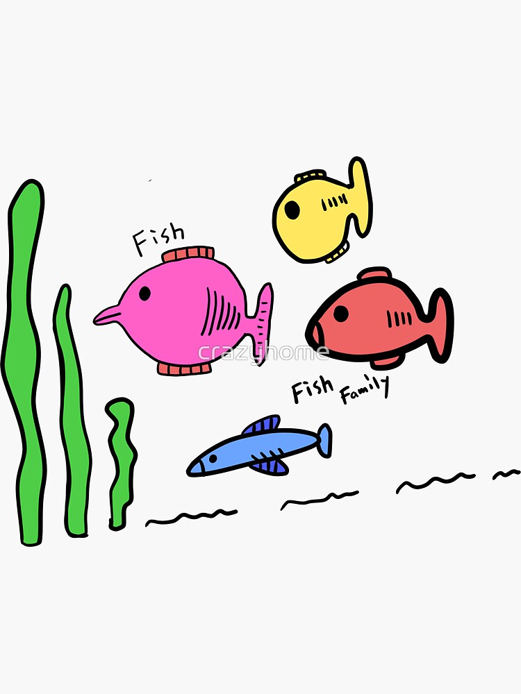 "fish family" Sticker for Sale by crazyhome | Redbubble