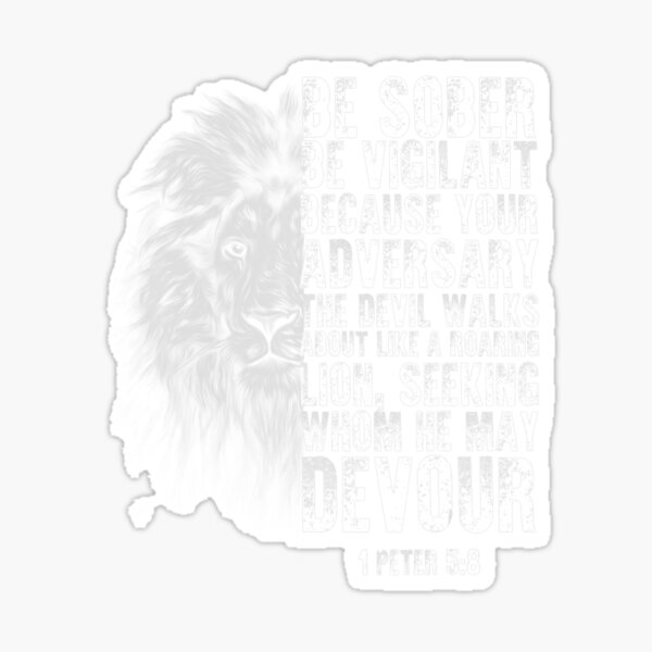 "Lion Head Bible Verse Be Vigilant Bible Study Christian" Sticker for ...
