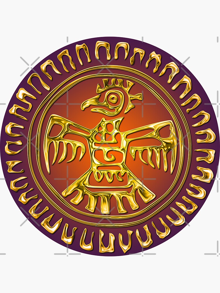 "Aztec Golden Eagle Sun II" Sticker for Sale by kernowerno | Redbubble