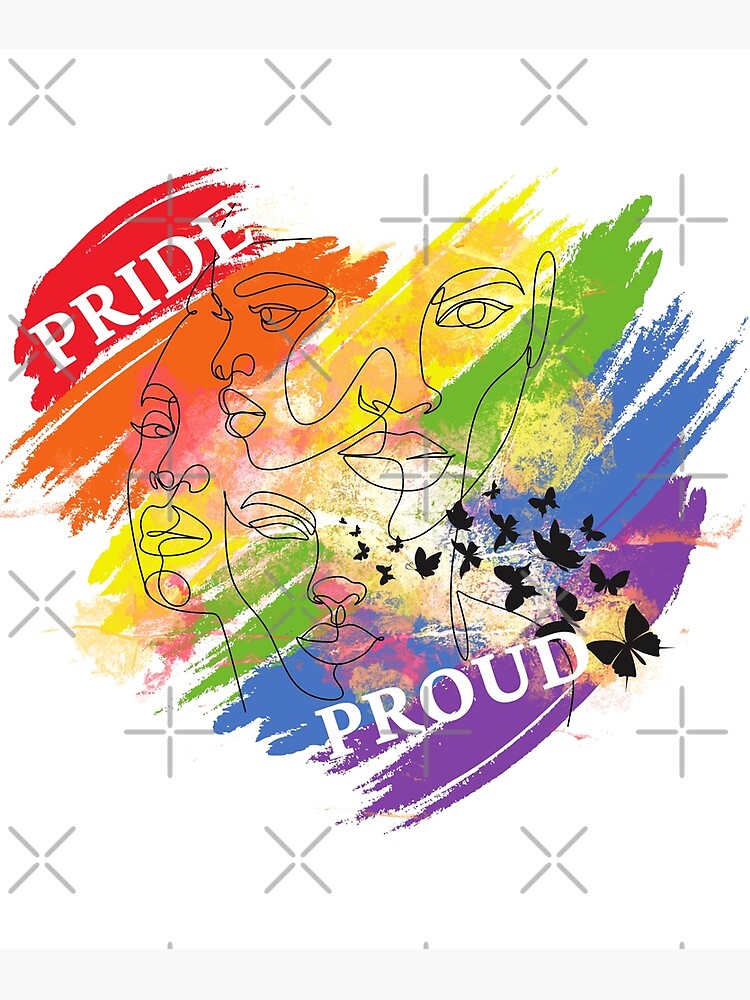 "Pride Proud, Rainbow Heart, Abstract Face Line, LGBTQ, LGBT" Poster ...