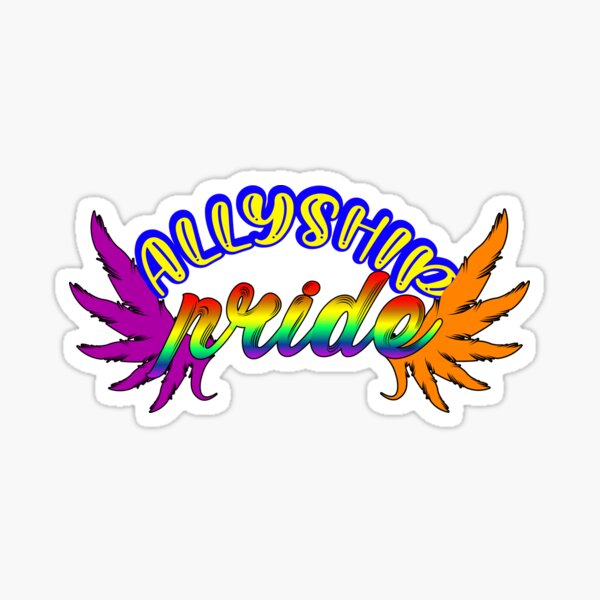 "Pride allyship, wings rainbow colors text LGBTQ" Sticker for Sale by ...