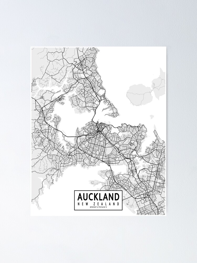 "Auckland City Map of New Zealand - Light" Poster for Sale by deMAP ...