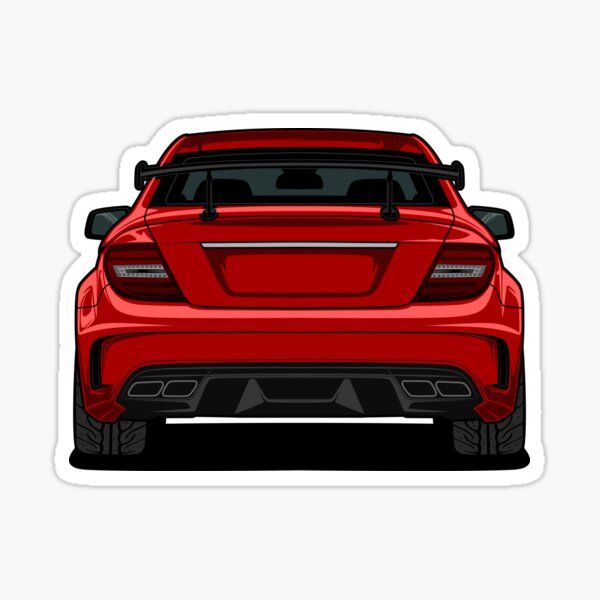 "Red C63 back view" Sticker for Sale by Infinity-Media | Redbubble